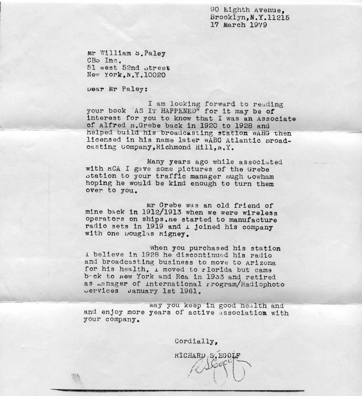 greberadio.com » Letter to Paley from Egolf